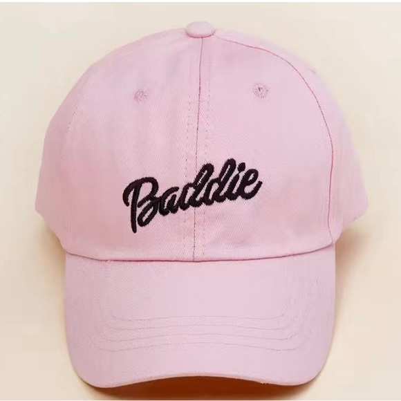 Accessories | Baddie Pinkblack Embroidered Baseball Cap Adjustable ...